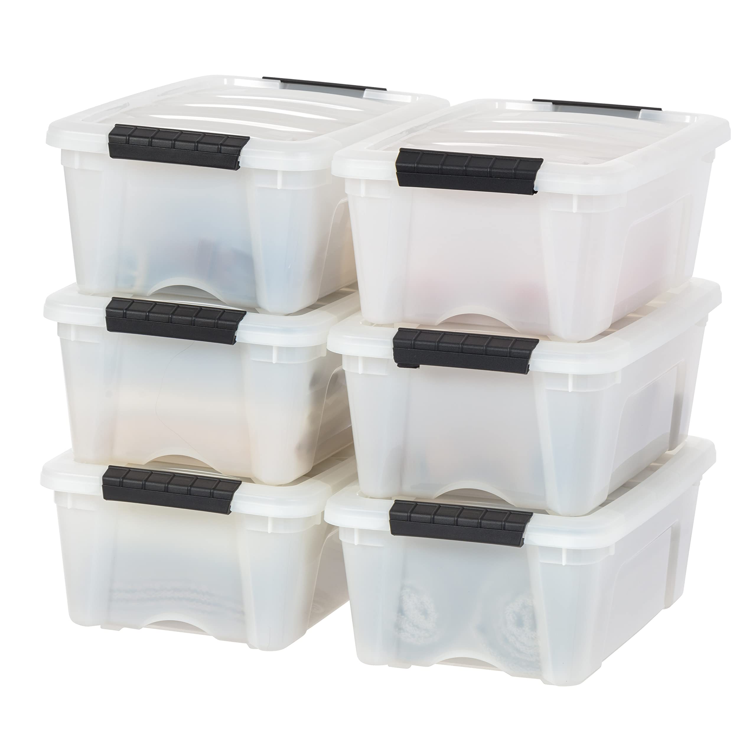 IRIS USA 13 Qt Stackable Plastic Storage Bins with Lids, 6 Pack - BPA ...