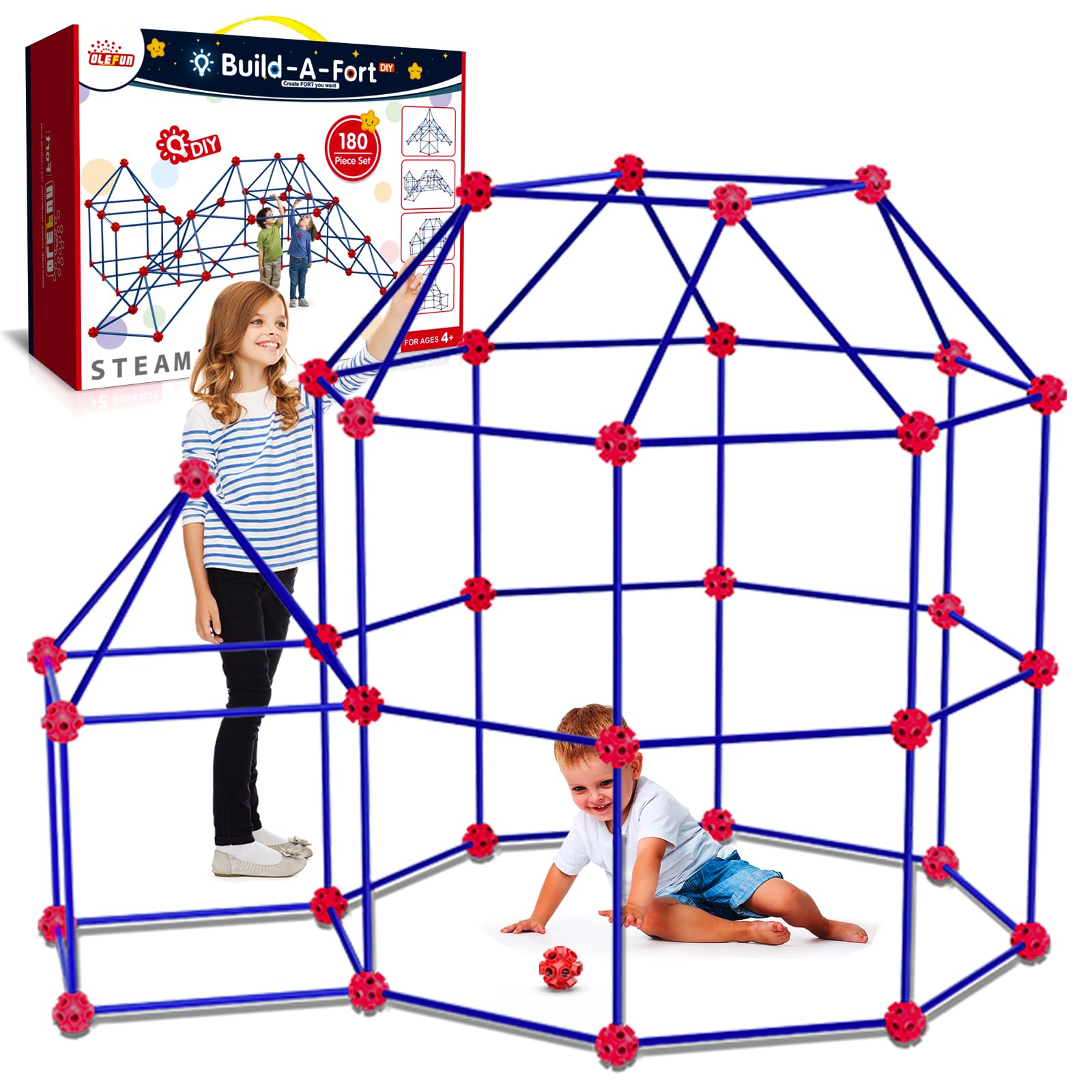 OleFun 180 Pack Fort Building Kits for Kids 4, 5, 6, 7, 8+ Year Old ...