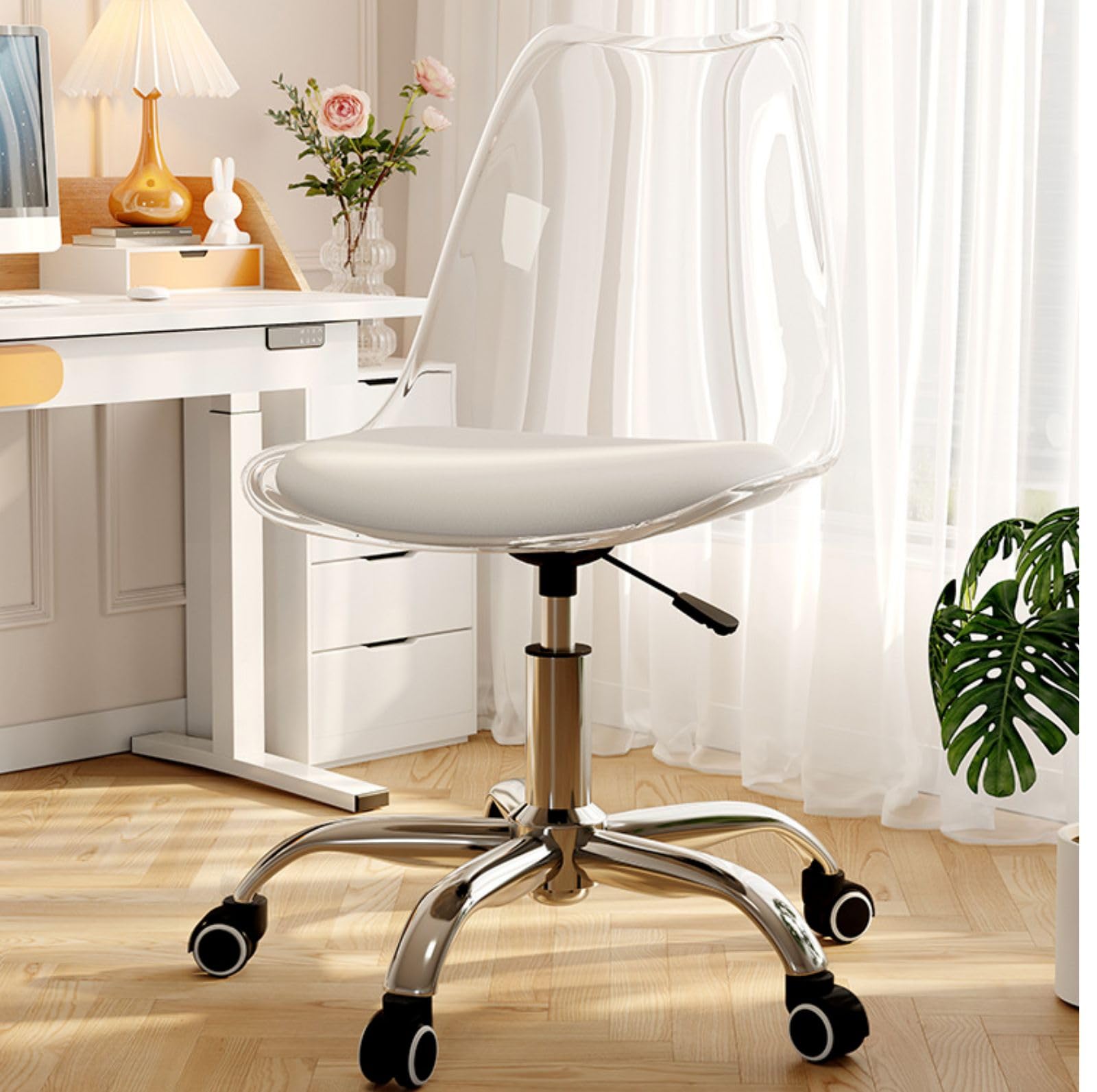Modern Small Cute Armless Vanity Rolling Chair Adjustable Swive Chair ...