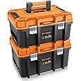 Auto Dynasty 17-Inch Tool Box, 2Pcs Toolboxes Organizer Storage with ...