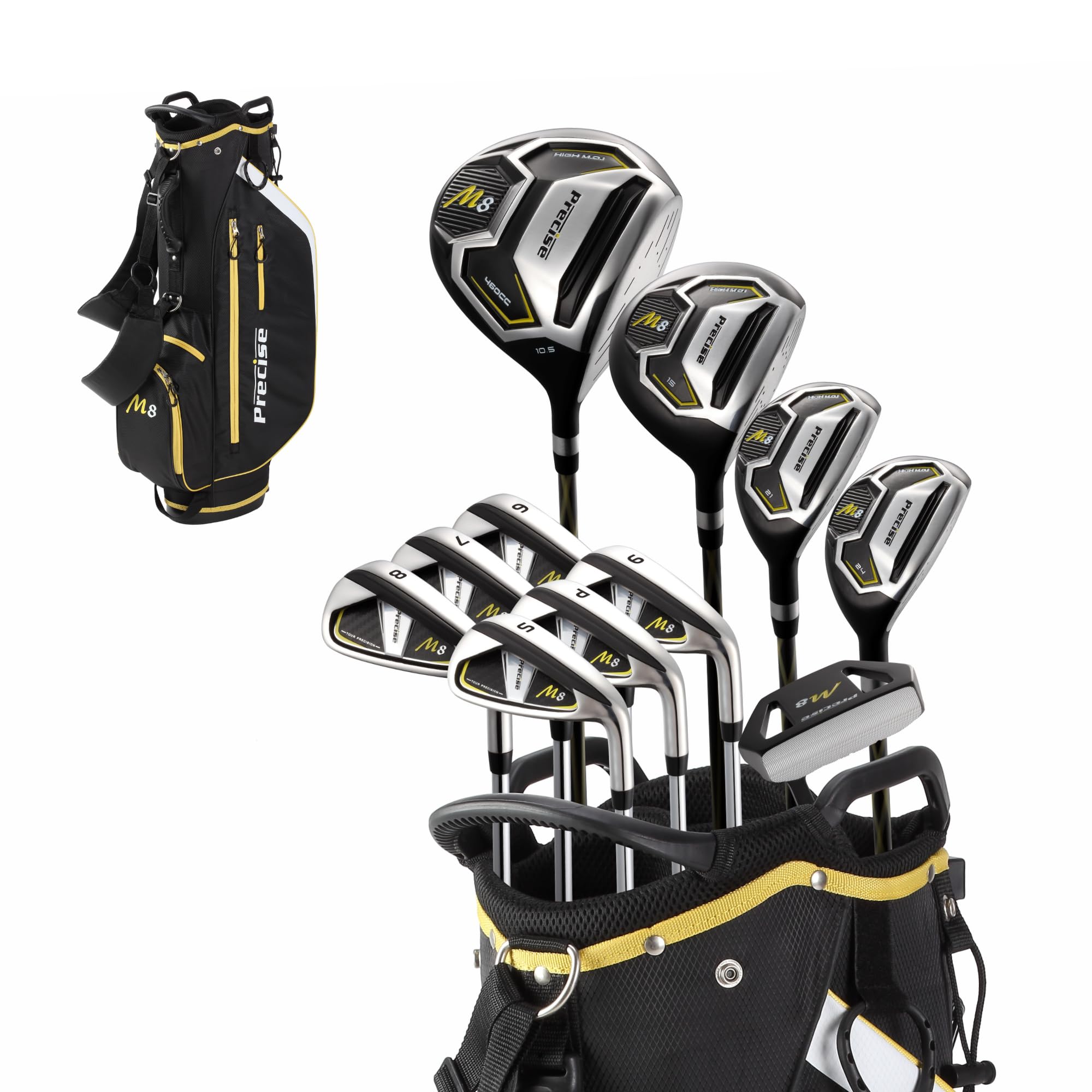 Precise M8 Men’s 17-Piece Golf Set – Driver, Woods, Hybrids, Irons (6 ...