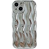 Caseative Water Ripple Pattern Curly Wave Frame Soft Compatible with iPhone Case (Silver,iPhone ...