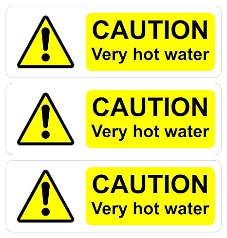 CAUTION VERY HOT WATER SELF ADHESIVE STICKERS FOR HOTELS AND CATERING ...