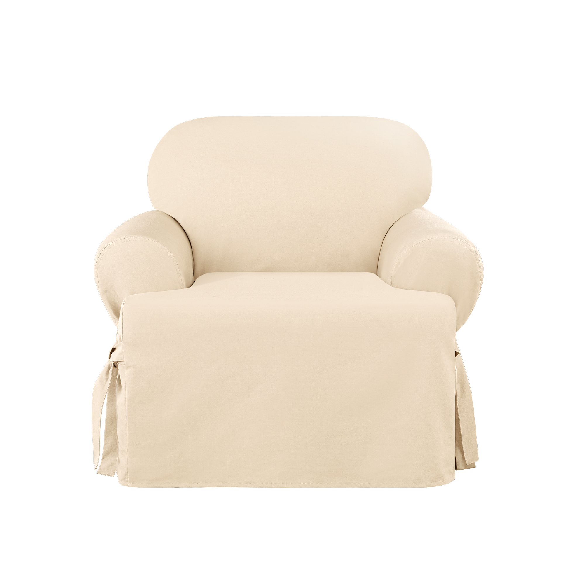Sure Fit Heavyweight Cotton Duck One Piece Chair Slipcover - Natural ...