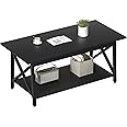 Amazon.com: GreenForest Black Coffee Table with Storage Shelf 39 inch ...