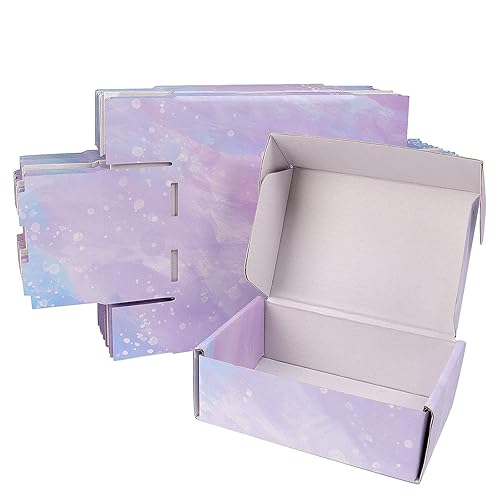 OUGEBOX 6x6x2 Inch Shipping Boxes, Set of 15, Purple Cardboard ...