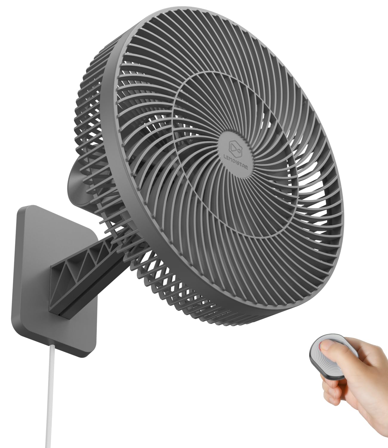 LEMOISTAR 12" Wall Mounted Fan with Remote Control, 90° Oscillating, 4 ...