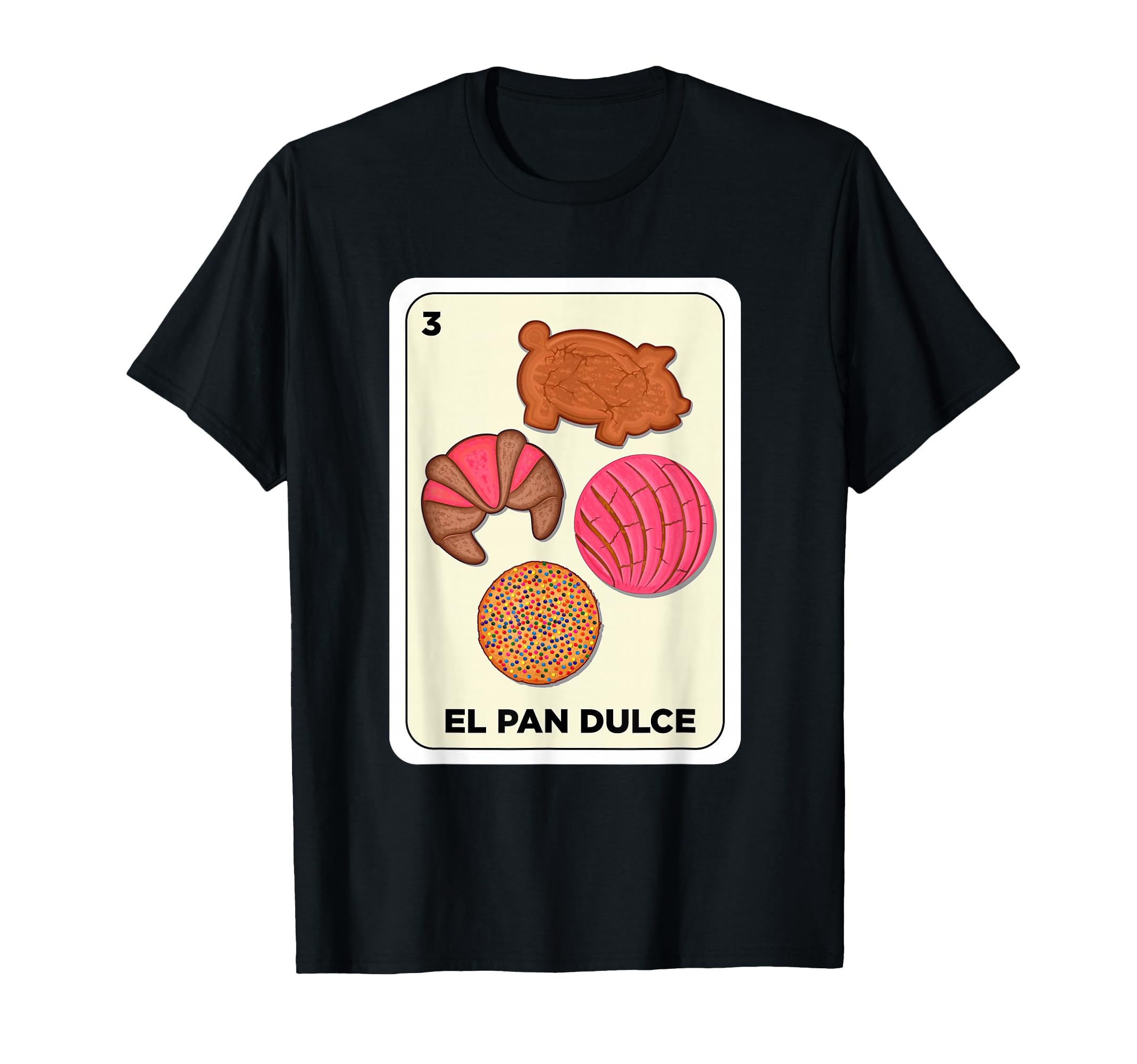 Pan Dulce Conchas Mexican Spanish Bingo Card El Pan Dulce T-Shirt for ...