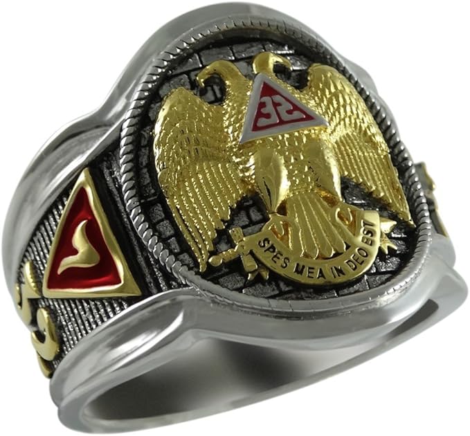 Scottish Rite 32 Degree Masonic Knights Templar Silver 18k Gold Plated ...