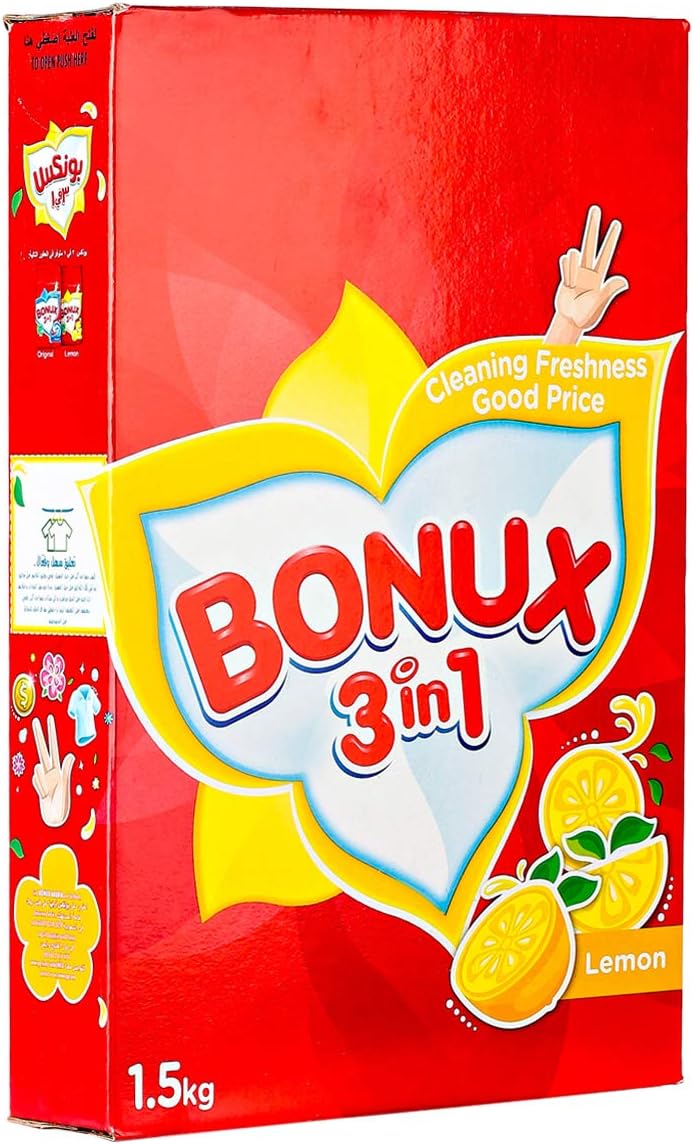 Bonux Lemon 3 In 1 Detergent Powder -Top load - 1.5 Kg, Pack of 1 price in UAE | Amazon UAE ...