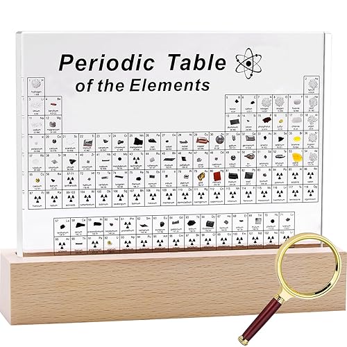 SETHVILL Large Periodic Table with 83 Real Elements Inside, Acrylic ...