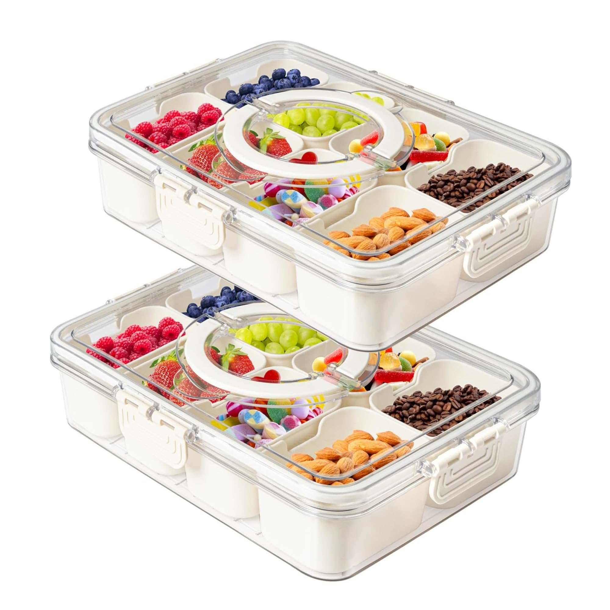 ESDUA Snackle Box Container, Divided Serving Tray with Lid and Handle ...