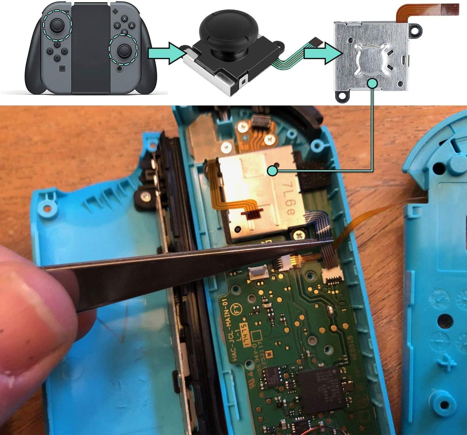 4 Pack 3D Analog Joystick Thumb Sticks Replacements for Nintend Switch ...