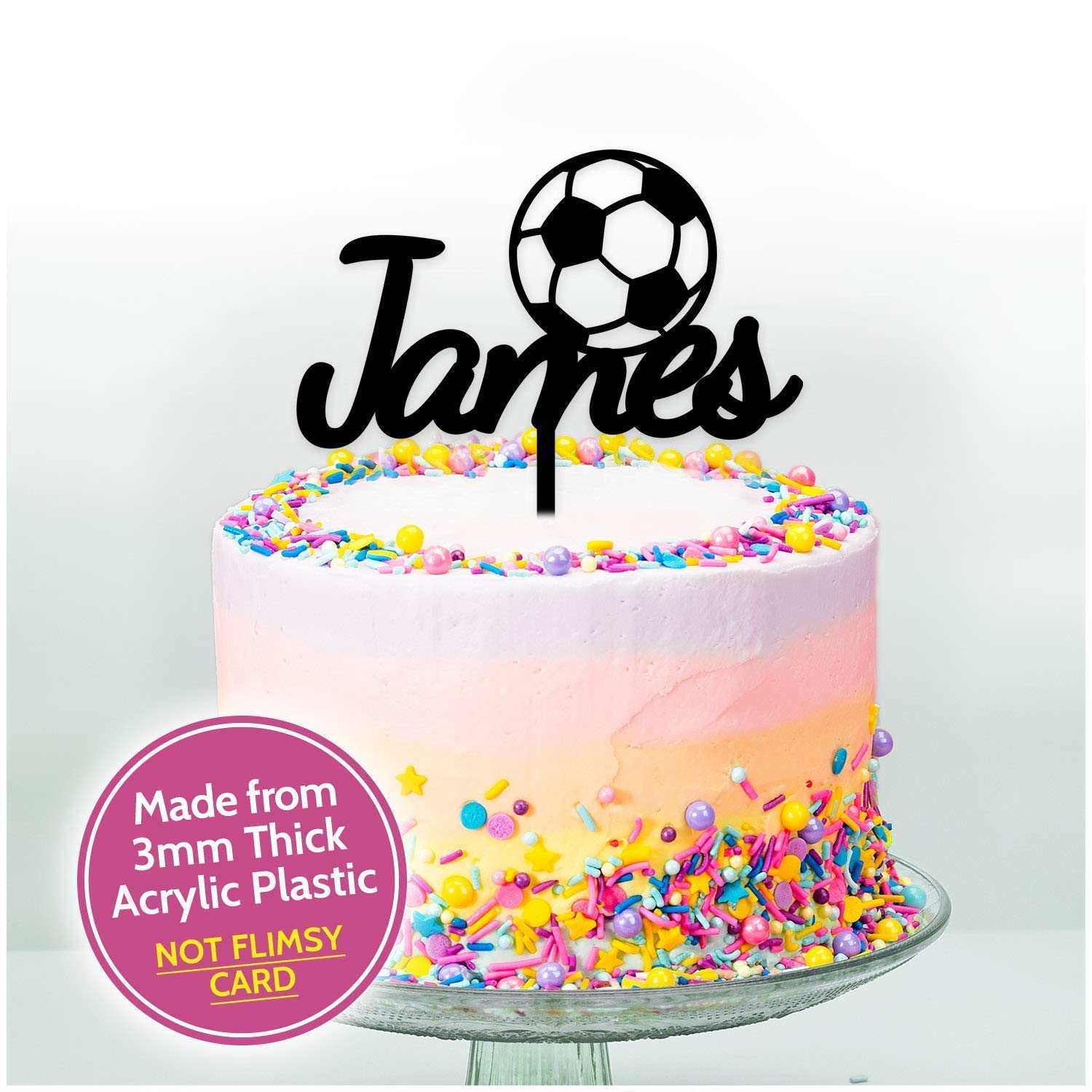 PERSONALISED with ANY NAME Birthday Cake Topper - Football Cake Topper ...