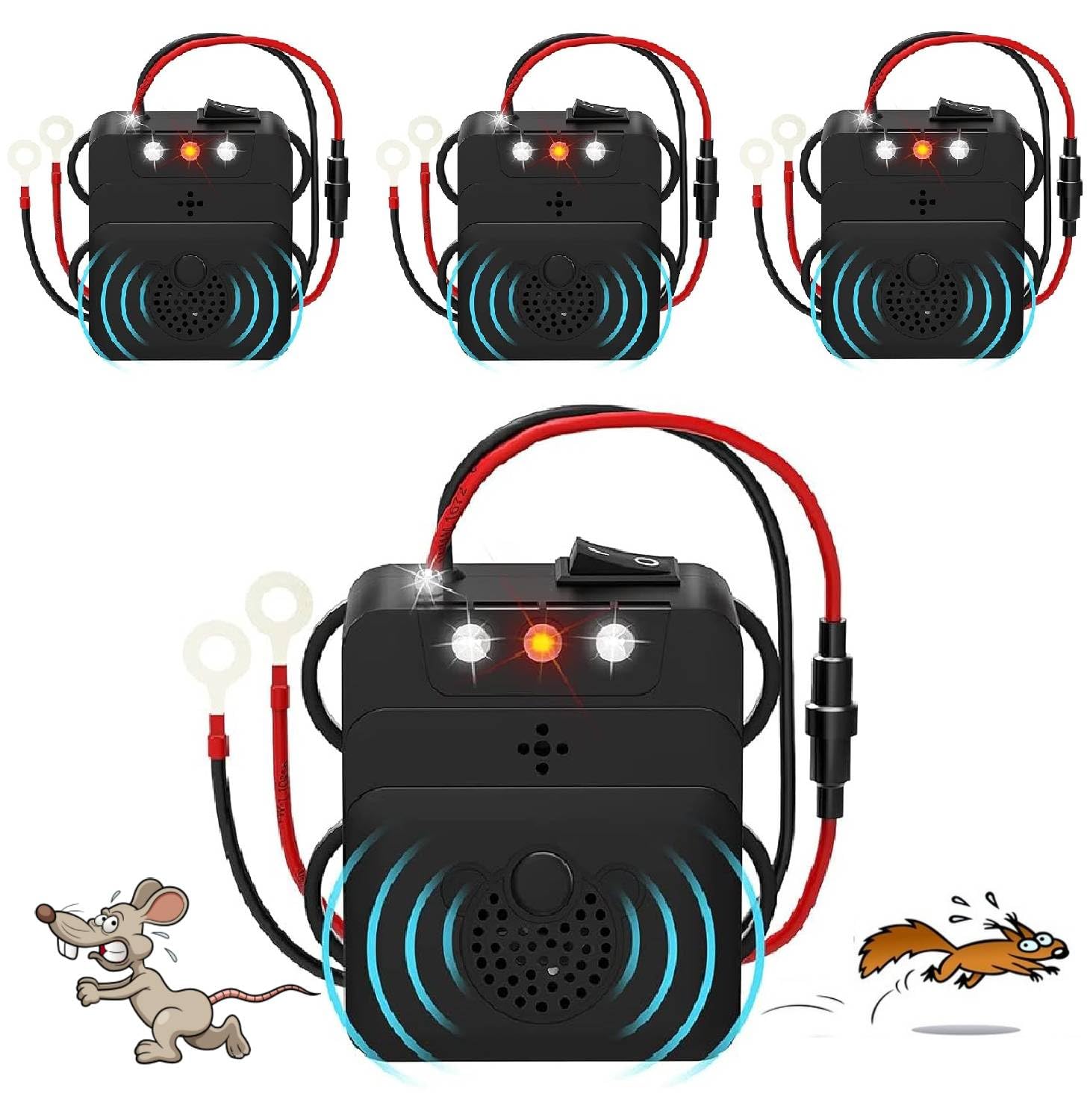 4 Pack Rat Repellent for Car Engines, Ultrasonic Mouse Deterrent with ...