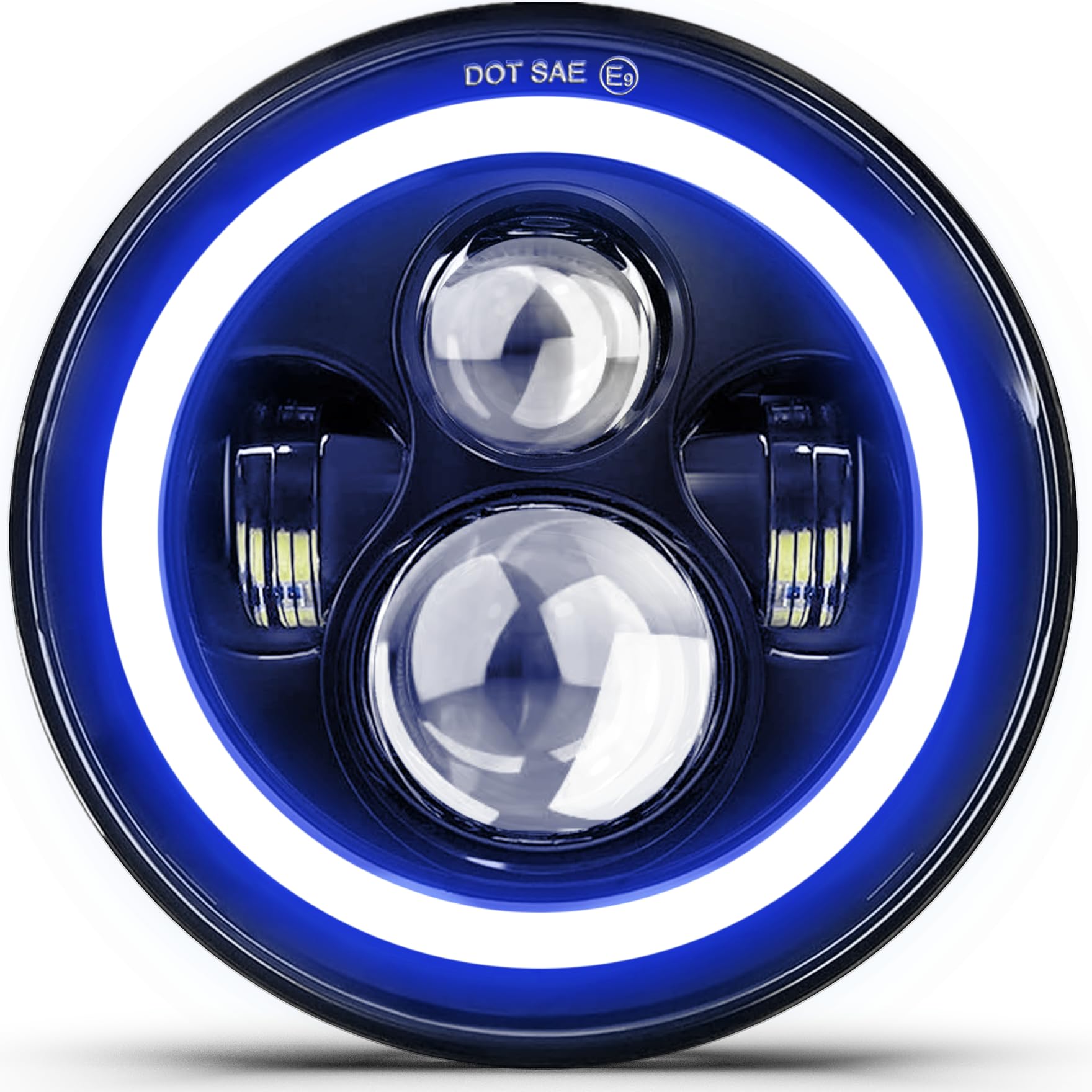 Mgllight Dot 7 Inch Led Headlight Motorcycle Blue Halo High Low Beam