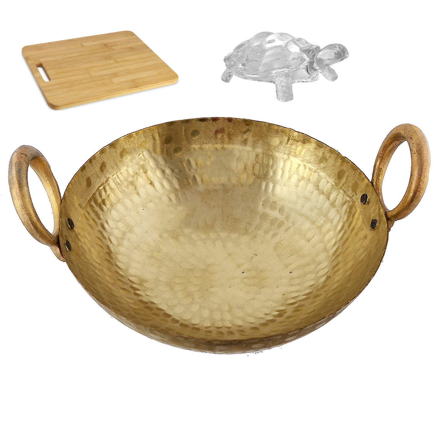 Buy Jaipurwala Brass Hammered Kadhai for Cooking/Serving Pital Kadhai ...