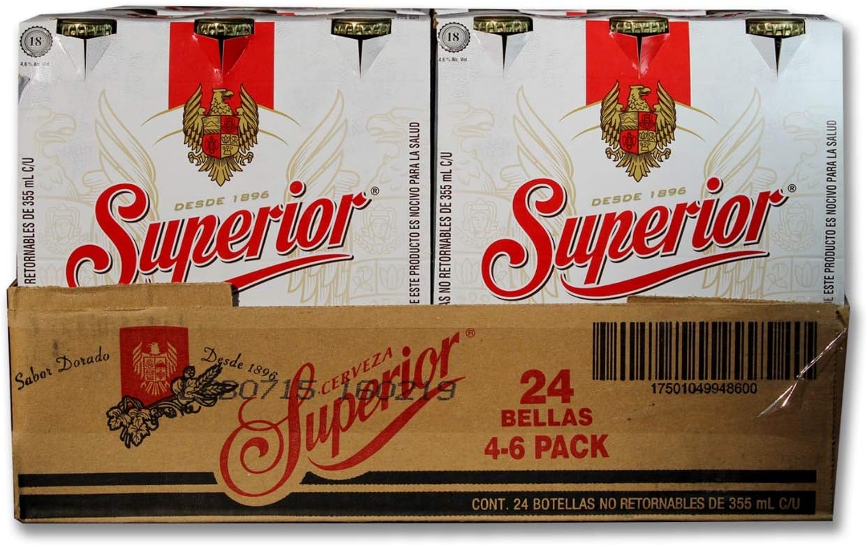 Cerveza Superior Botella de Media - Caja con 4 Six Packs 355 ml: Amazon ...