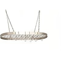 Amazon.com: Old Dutch Oval Hanging Pot Rack with Grid & 24 Hooks, Satin ...