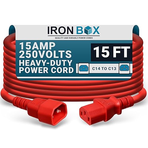 Iron Box Electric - Heavy-Duty C14 to C13 Power Cord, 15A, 250V, 14/3 ...