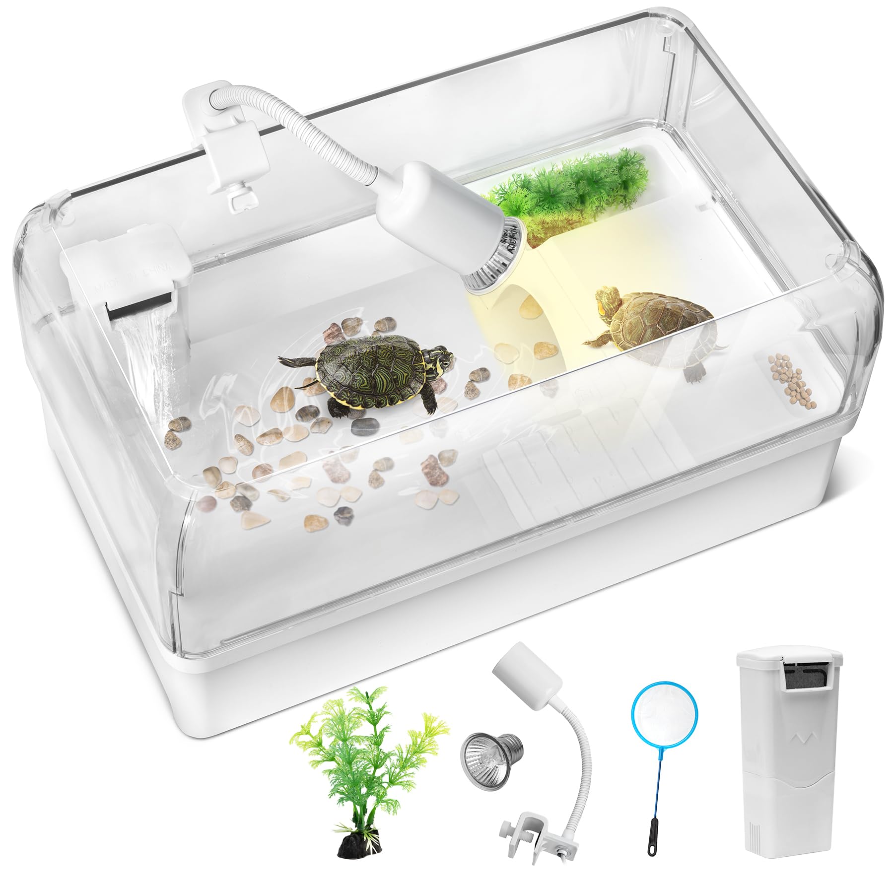 Turtle Tank Habitat Kit, Aquatic Tortoise Starter Enclosure with ...