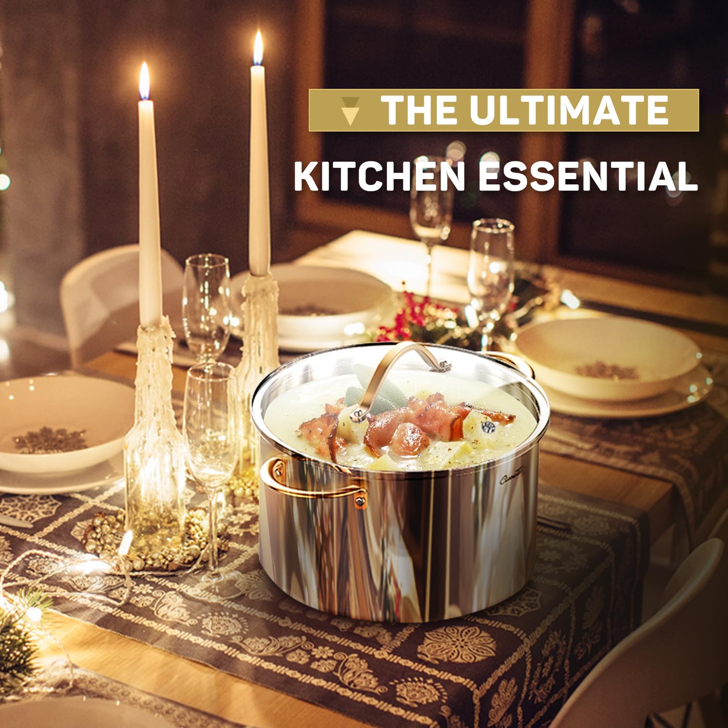 Mua 8 Quart Stock Pot, 3 Ply Whole Clad Stainless Steel Stock Pot, 8 QT ...