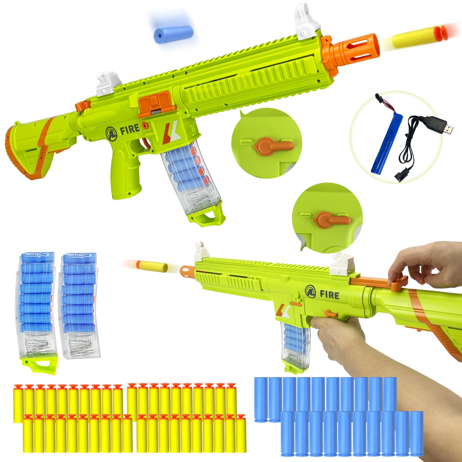 UNIKONIO Electric Foam Blaster Toy Gun Automatic M416 Blaster Guns 2 Modes Auto-Manual Shell ...
