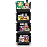 Amazon.com: Skywin Plastic Stackable Storage Bins - 4 Pack Open Front ...