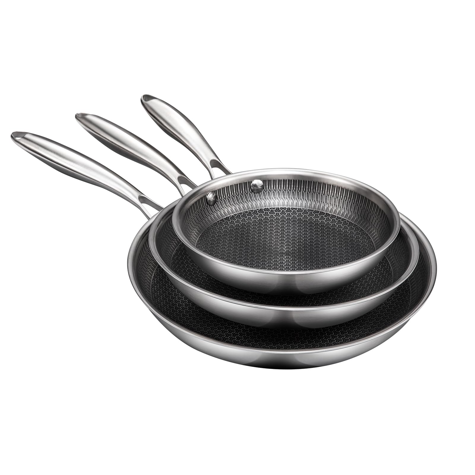 VZZNN brid Pans Set Nonstick 3 Piece, 8&10&12 Inch Nonstick Frying Pans ...