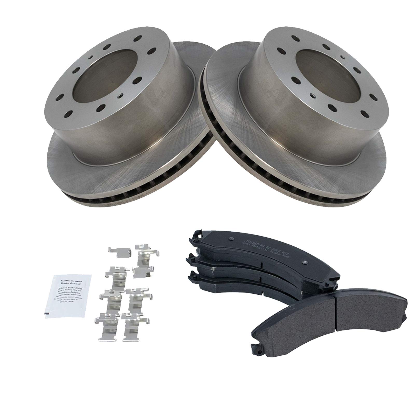 TRQ Rear Brake Pad & Rotor Kit Brake Pads Brake Rotor Semi-Metallic ...