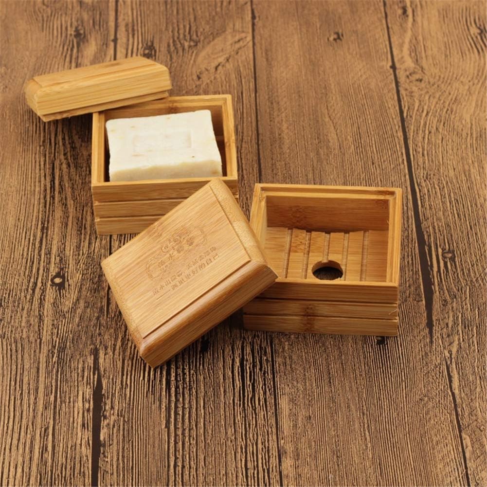 Amazon.com: GREENWISH Bamboo Soap Dish Natural Wood Soap Box with Lid ...