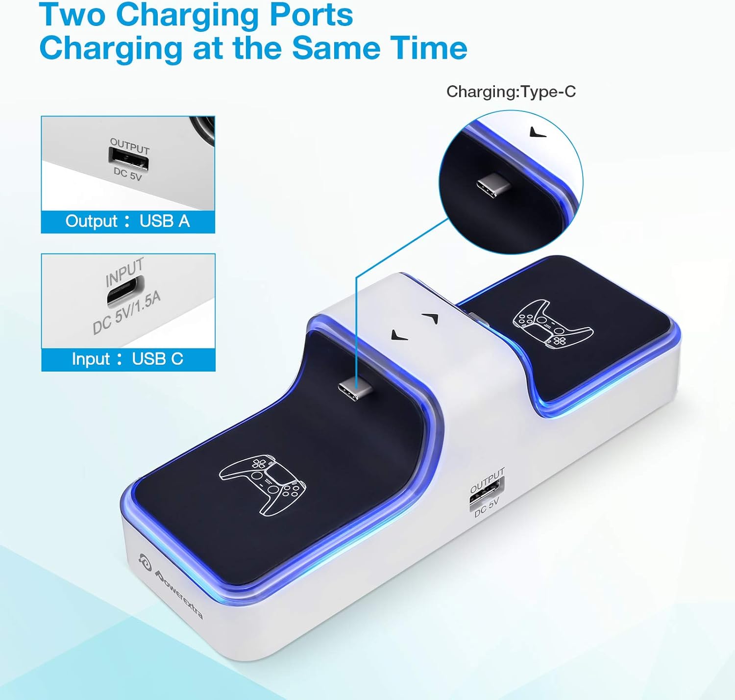 Powerextra PS5 Wireless Controller Charger,Replacement PS5 Charger ...