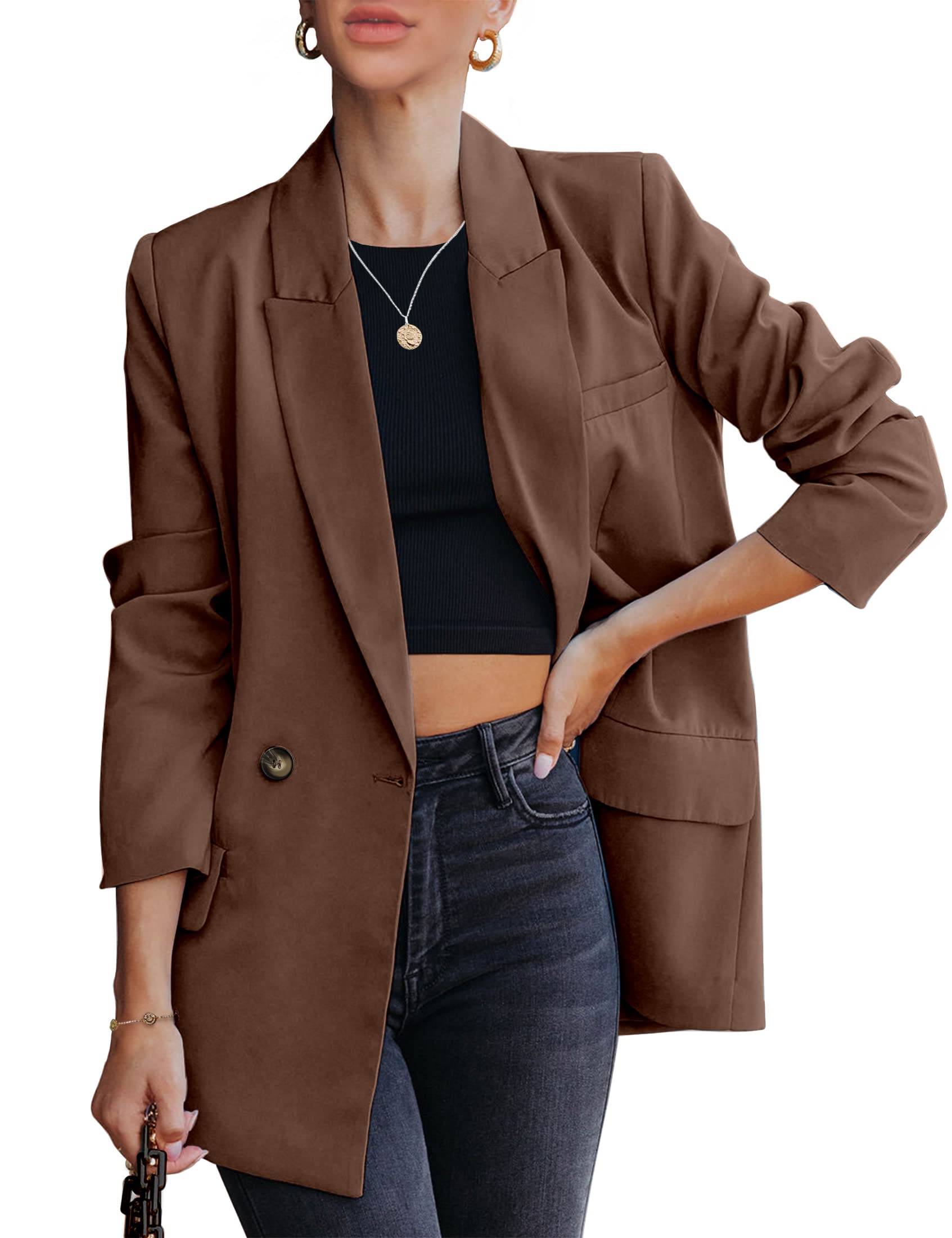 Luvamia Women's Casual Long Sleeve Lapel Oversized Work Blazer ...