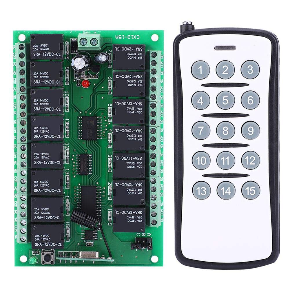 DC 12V 15 Channel Relay Wireless Remote Controller Switch Transmitter ...