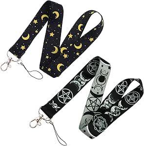 Amazon.com: Yansitu Moon and Star Keychain Lanyard for ID Badge for ...