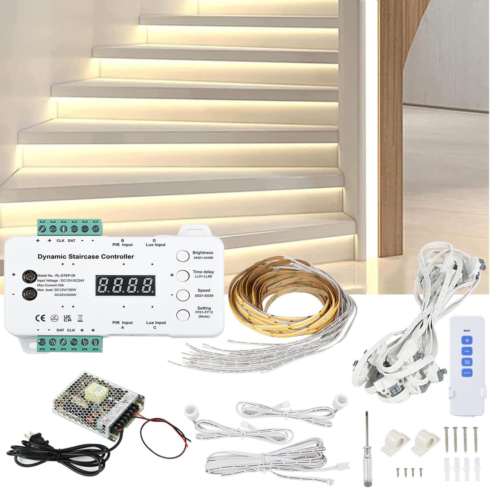 Copgge Indoor LED Stair Light Motion Sensor Complete Set Stair Running ...