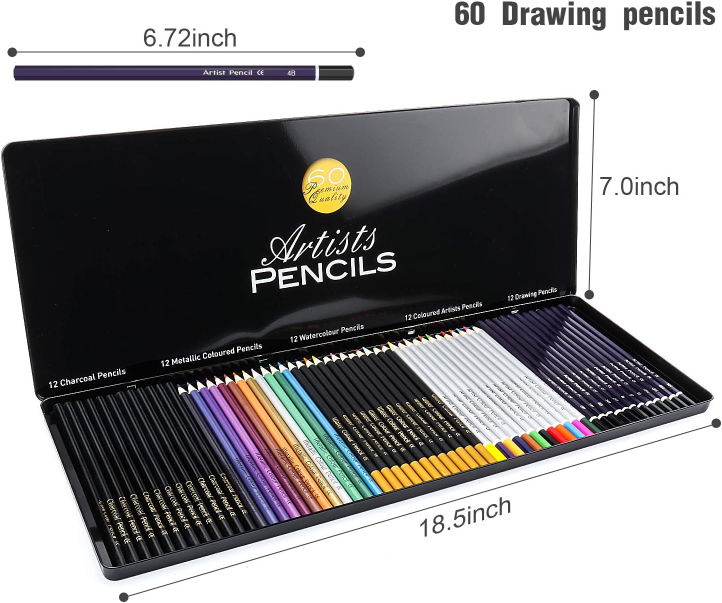 Art drawing pencils set 60 Pieces include Coloured Sketch Watercolour ...