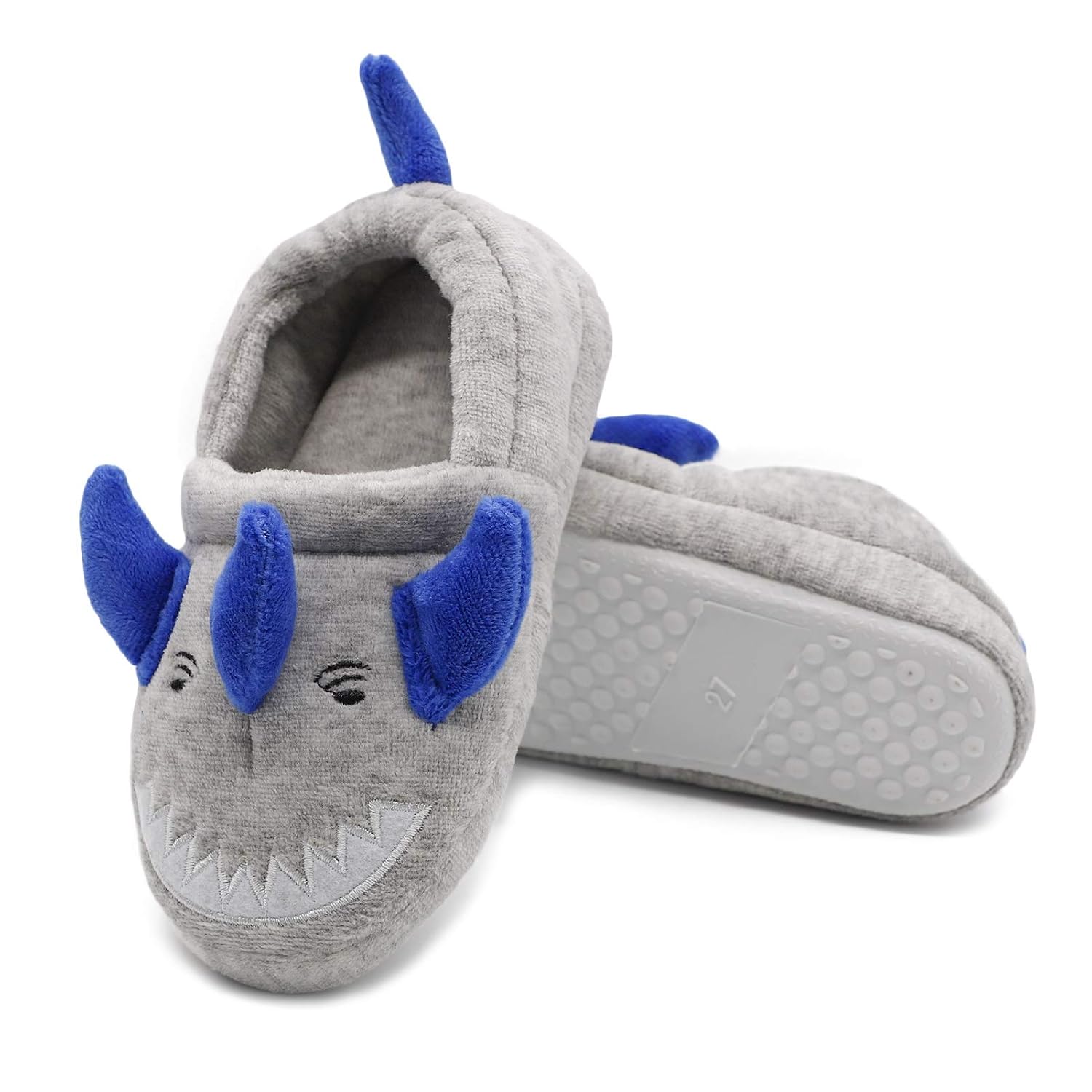 Buy Kids Warm Animal Shark Slippers Soft Cozy Anti-Slip Slipper Plush ...
