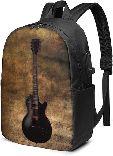 Musical Guitar Backpack, Travel Laptop Backpack with USB Charging Port ...