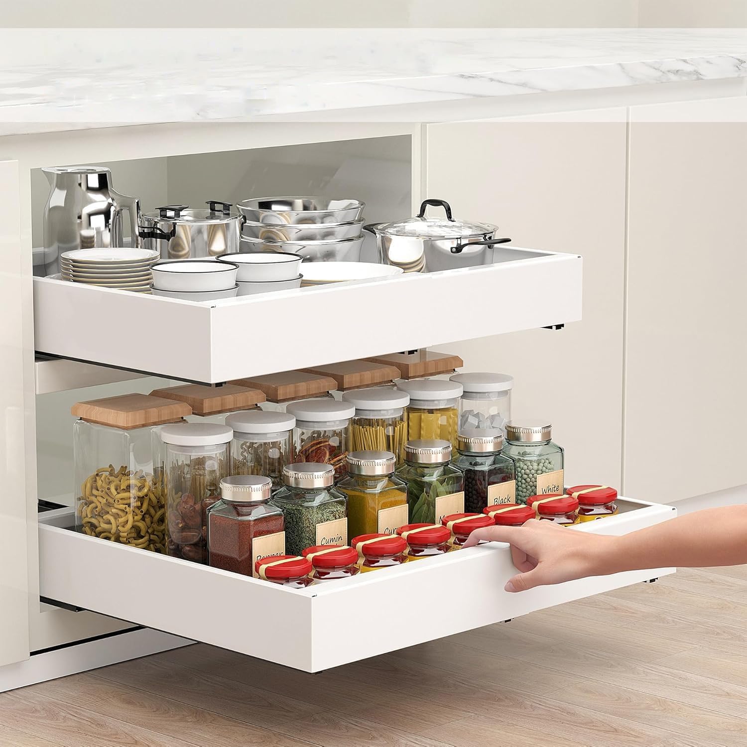 Expandable pull-out cabinet storage drawers, ready-to-use pull-out ...