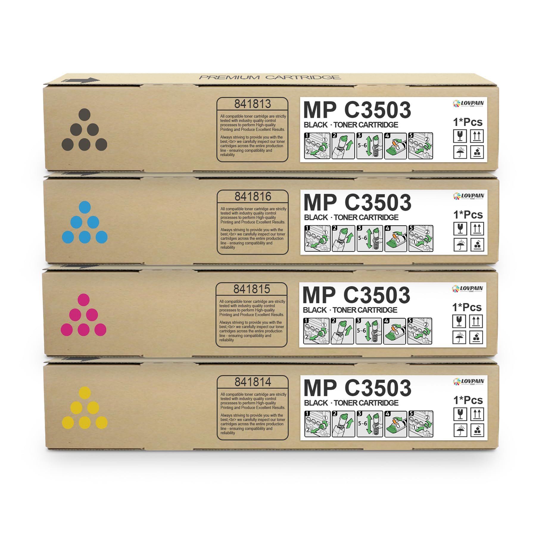 MP C3503 C3003 Toner Cartridge set (4 Pack, 1BK/1C/1M/1Y) - Lovn 841813 ...