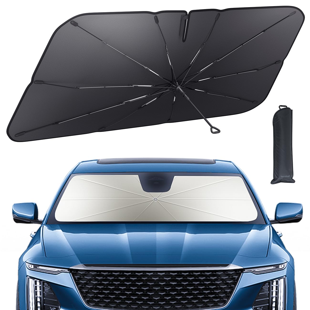 Lamicall Car Windshield Sunshade Umbrella – 5-Layer UV Block, 10-Rib ...