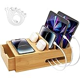 Amazon.com: Bamboo Charging Station for Multiple Devices, Desk Charging ...