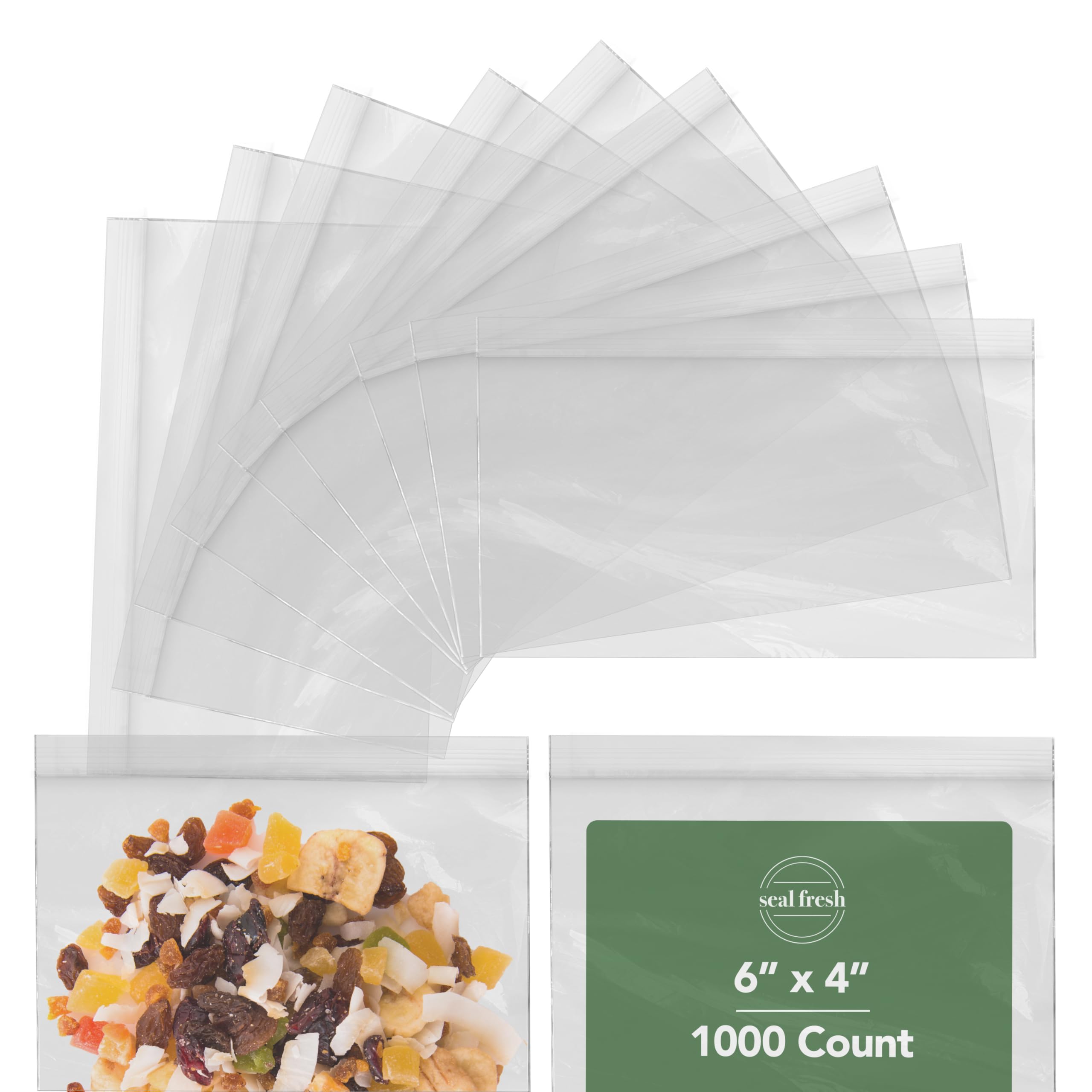 Seal Fresh 6 x 4 Inch Resealable Plastic Snack Bags 1000 Pack — Clear ...