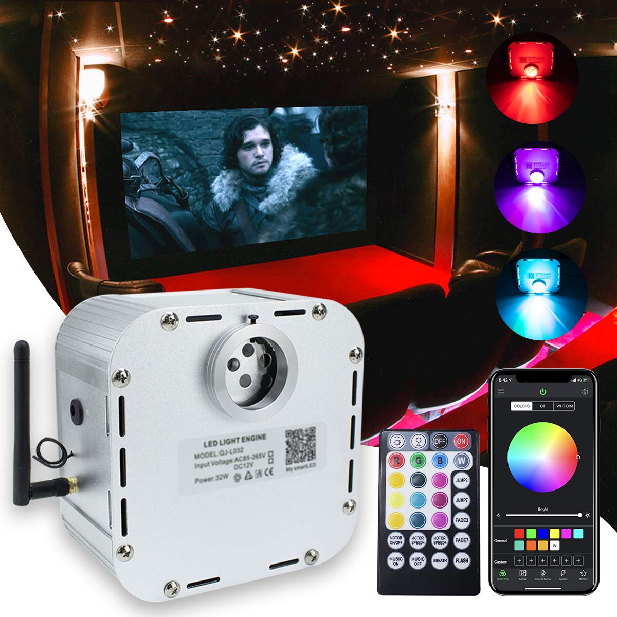 Buy AMKI 32W Double Heads Bluetooth Controlled LED Fiber Optic Light ...