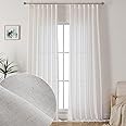 Amazon.com: Ftinala 108 Inch Curtains Pinch Pleat Linen Curtains Off White Curtains Ivory Sheer ...