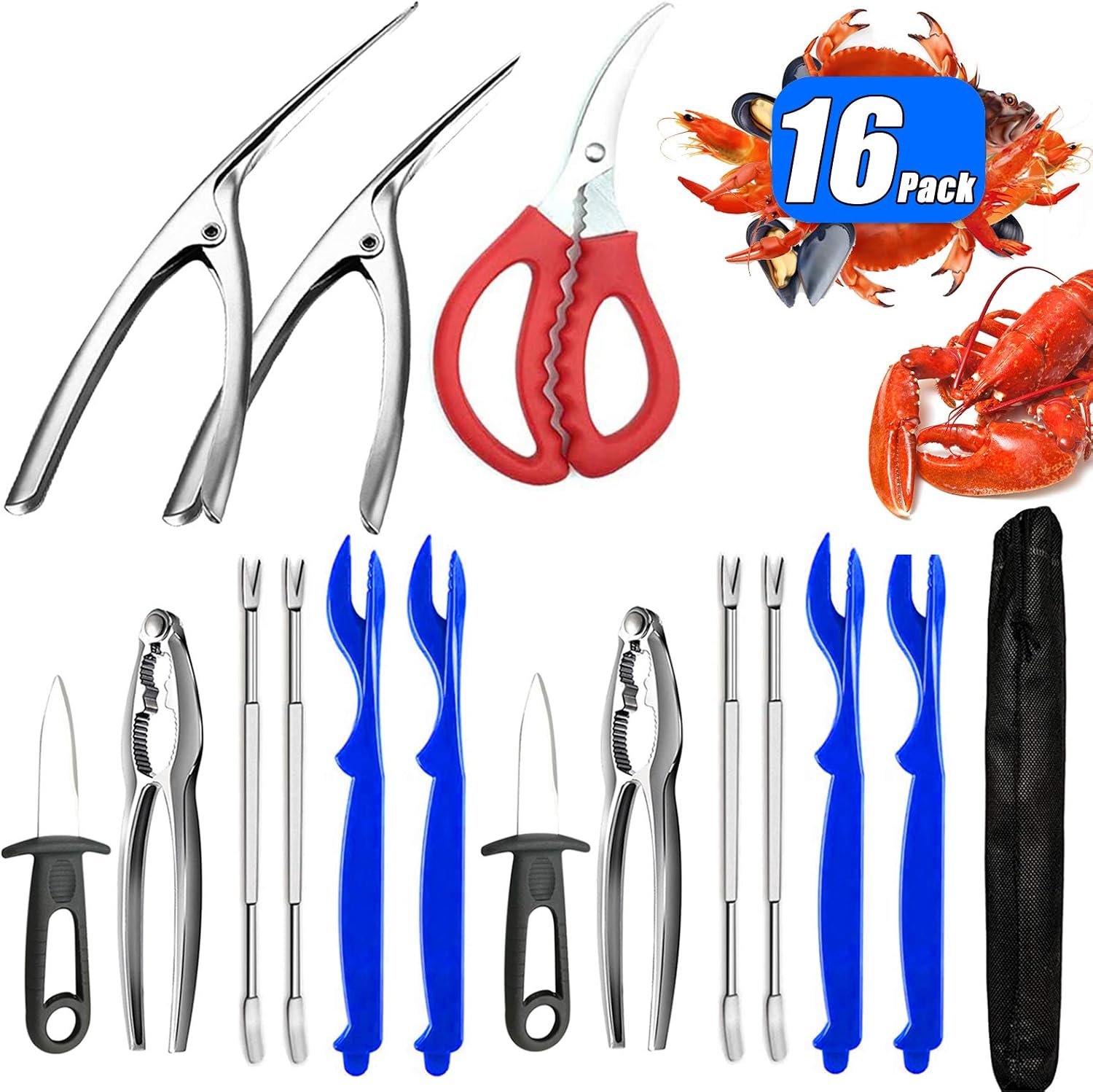 Amazon.com: 16 Pcs Seafood Tools Set and Crab & Lobster Crackers, 4 ...