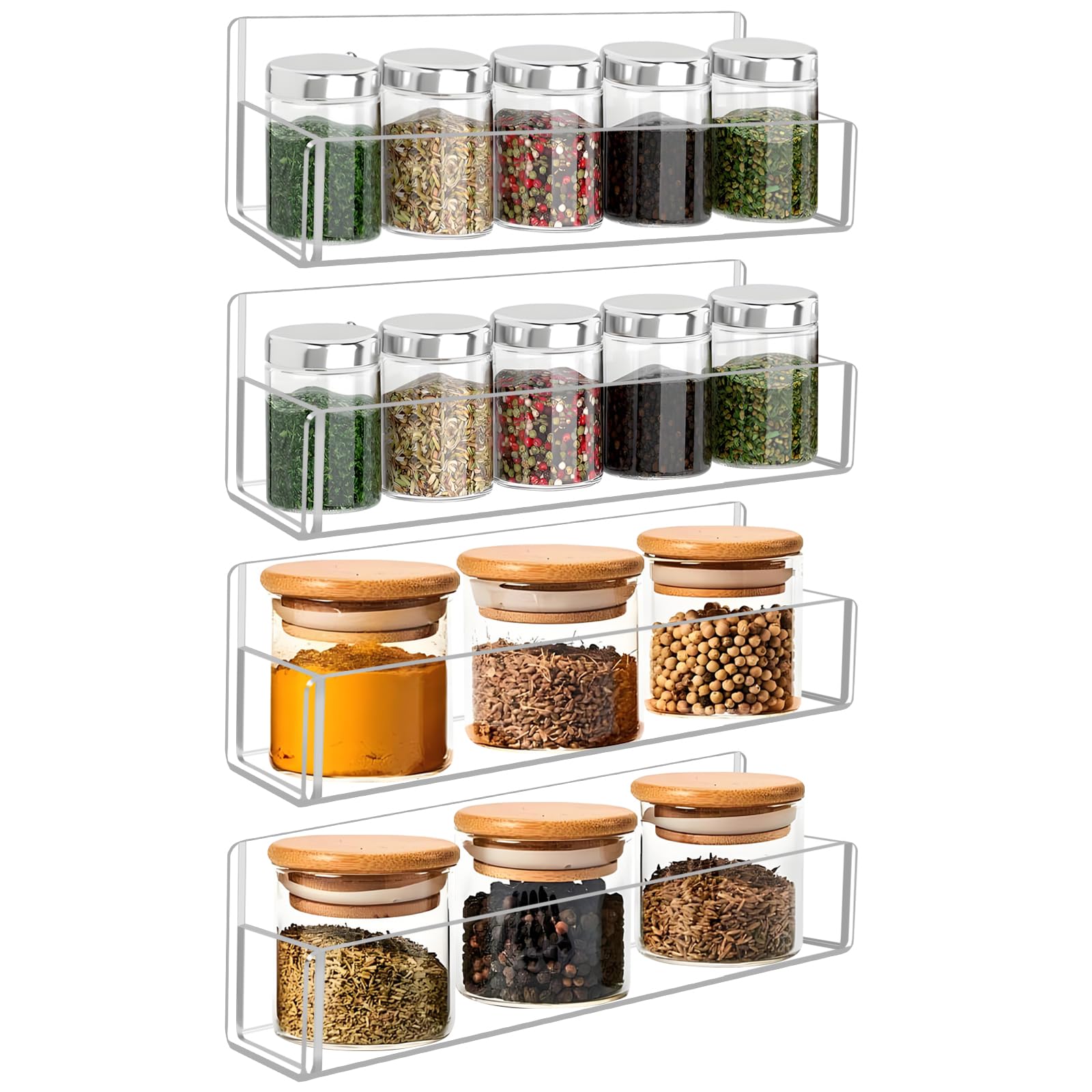 Acrylic Spice Rack Wall Mount-9 Inch, Clear Spice Shelf Storage Holder ...
