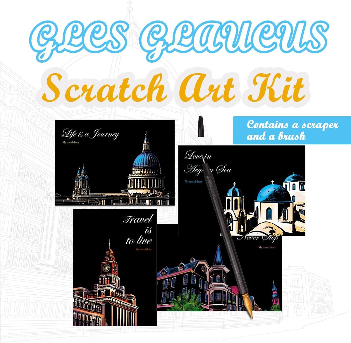 GLCS GLAUCUS Scratch Art for Kids Paper Art Rainbow Scratch Cards Set Black Scratch Paper Magic ...