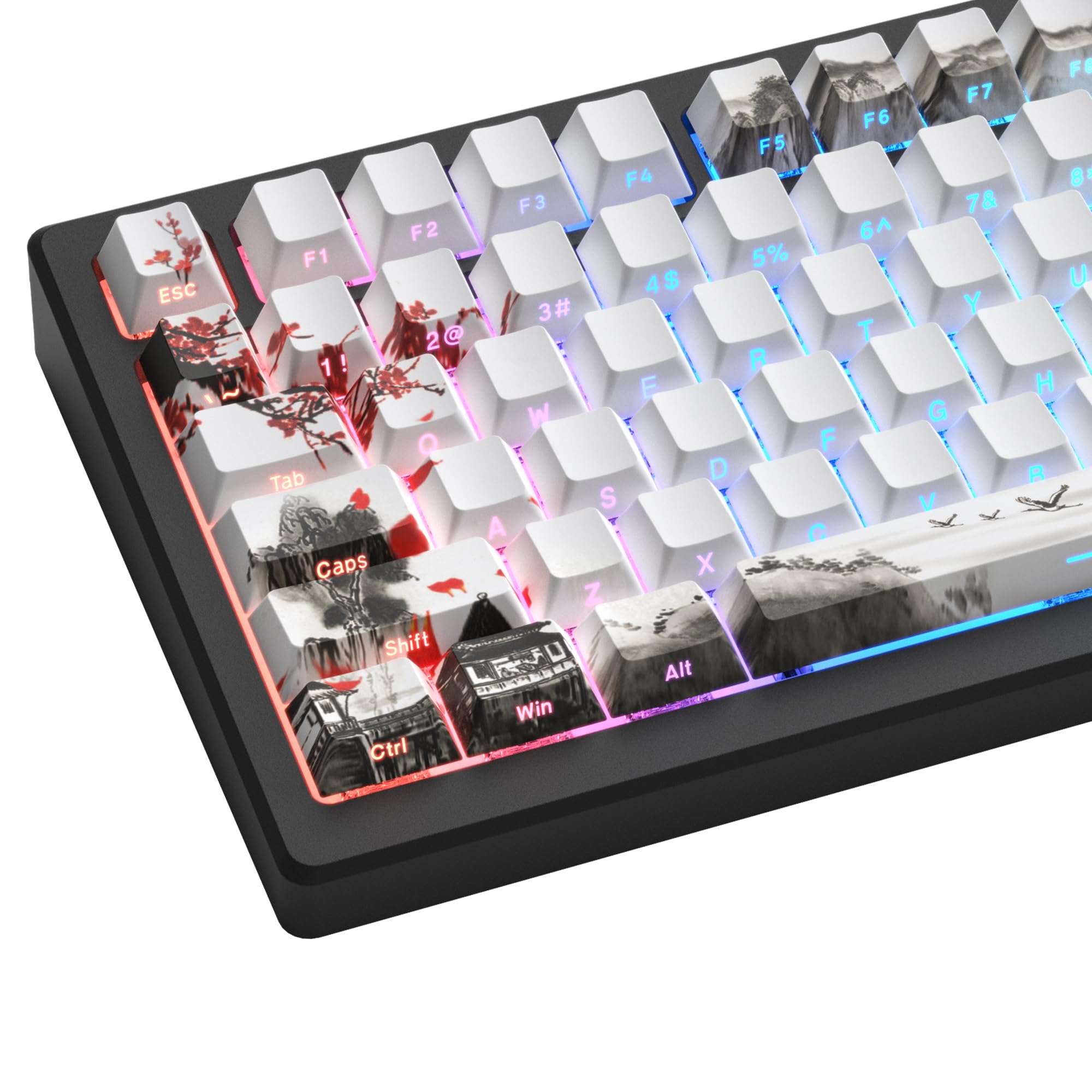 Mua Womier PBT Keycaps Set 130 Keys, Custom White Japanese Keyboard ...